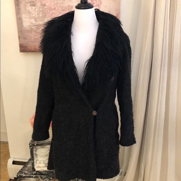 Jackets & Coats | Vintage Wool Coat W Detachable Curly Lamb Collar ...